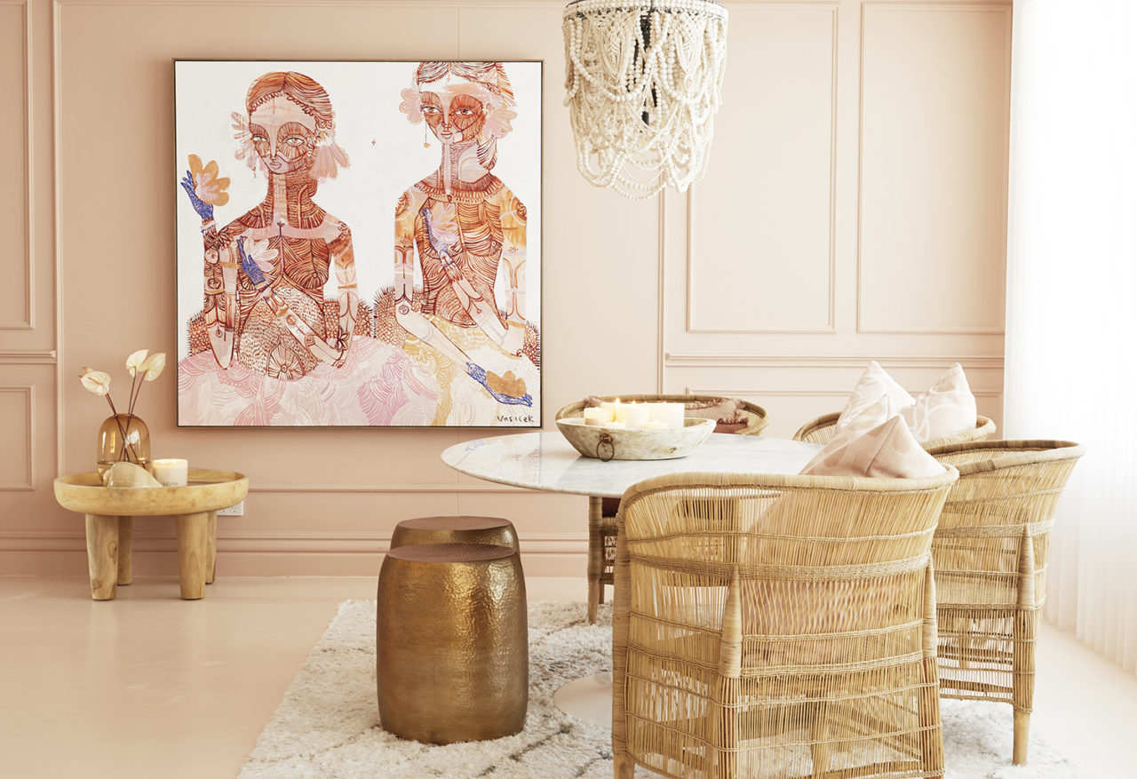 Three Birds Renovations' dirty blush office makeover - The Interiors Addict