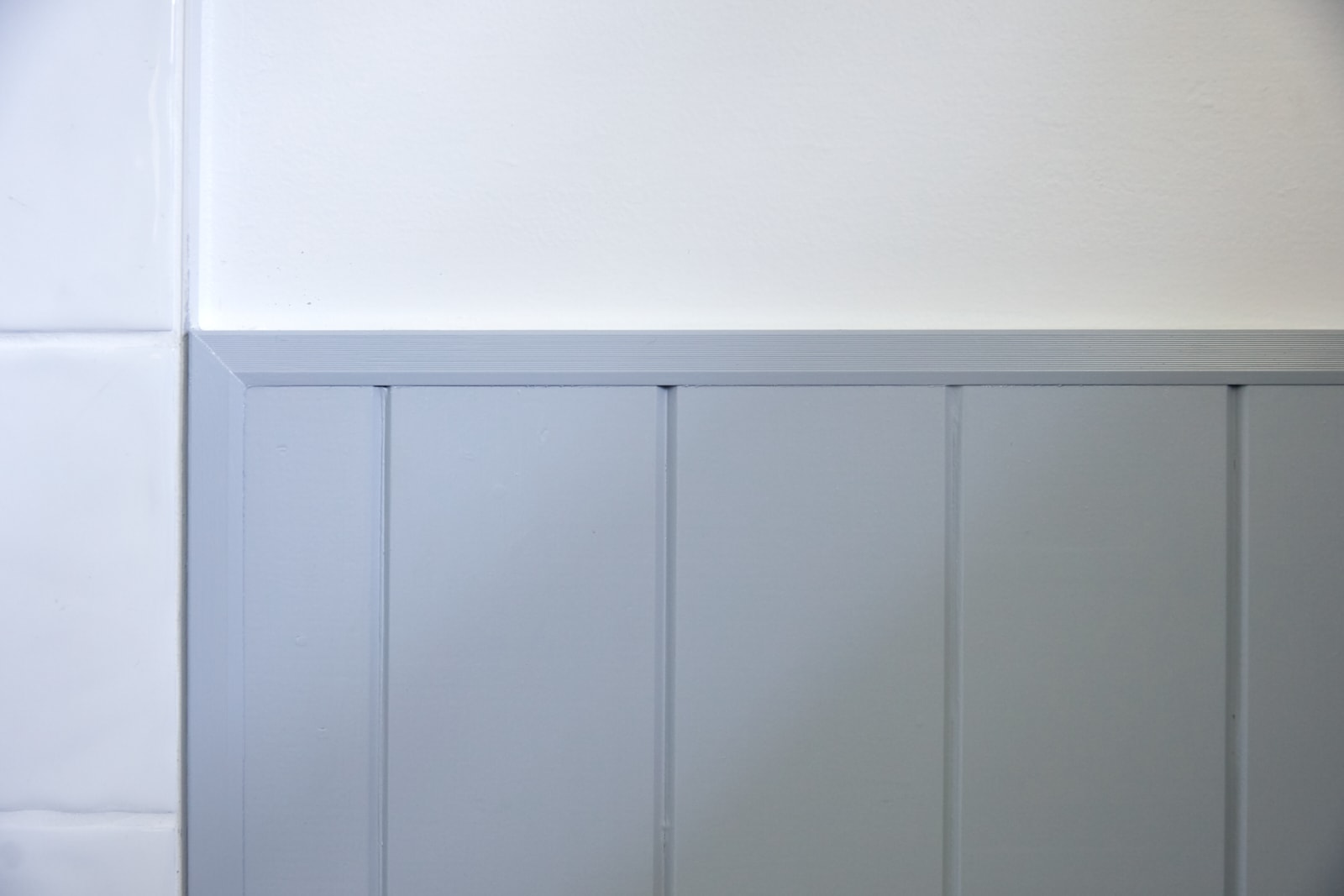 VJ panelling half wall bathroom helped us save money