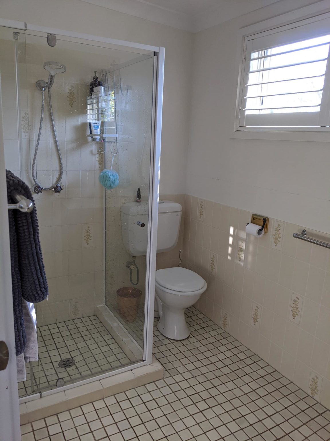 VJ panelling half wall bathroom helped us save money
