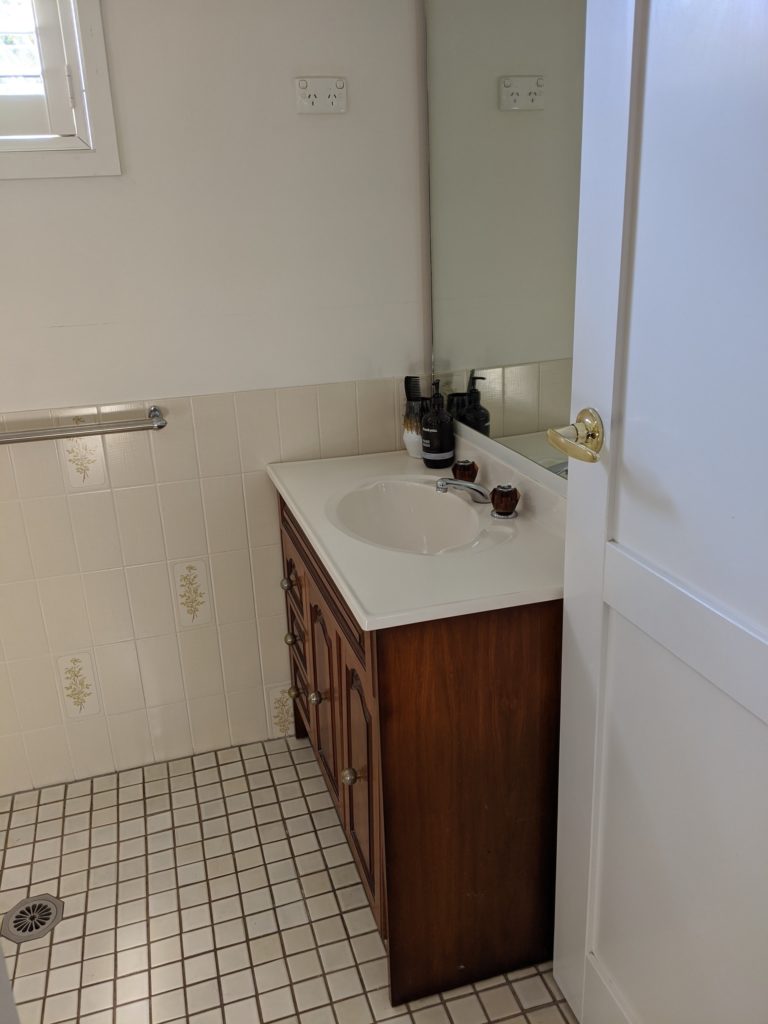 VJ panelling half wall bathroom helped us save money