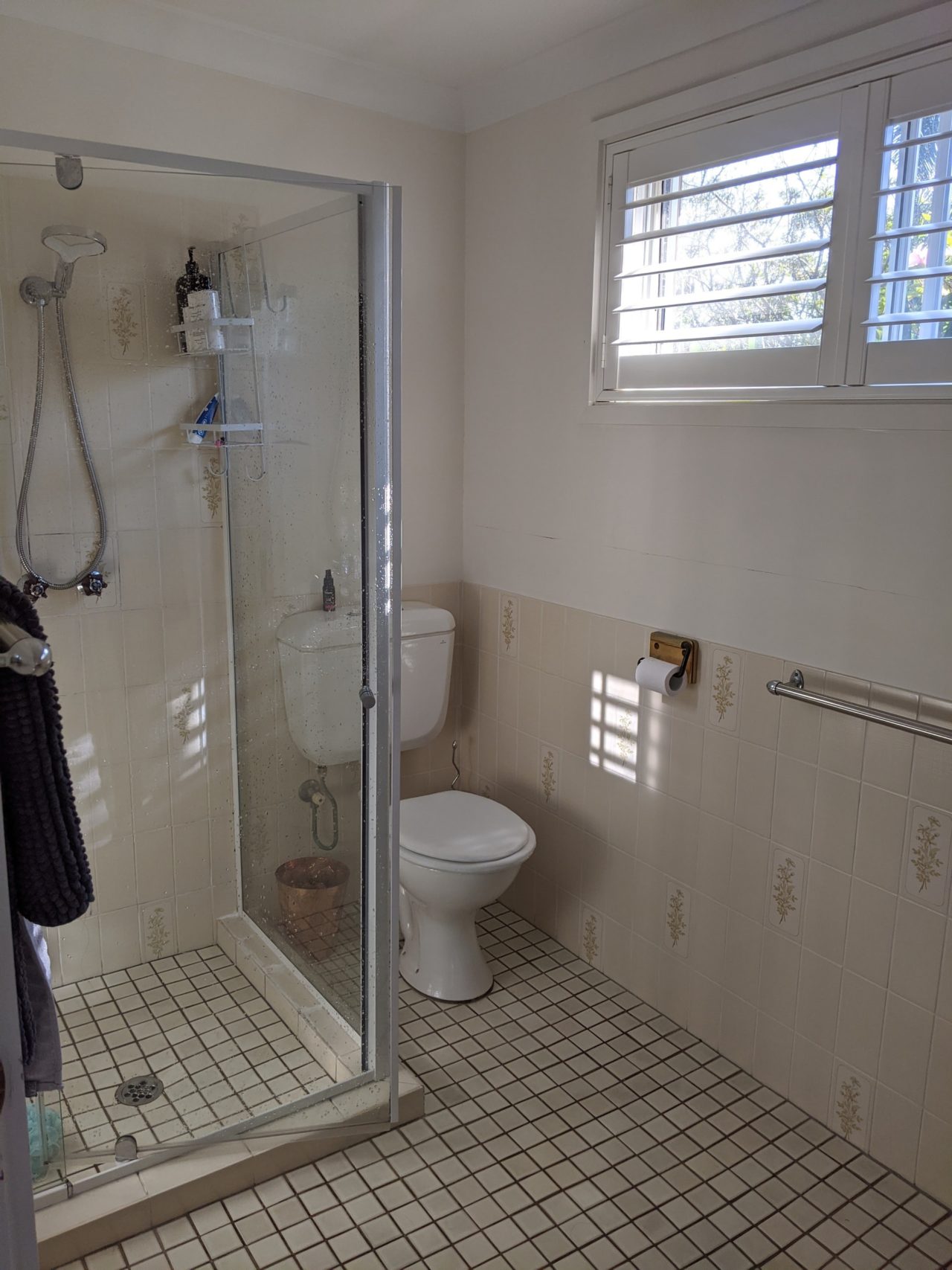 VJ panelling half wall bathroom helped us save money