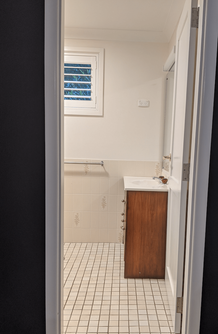 VJ panelling half wall bathroom helped us save money