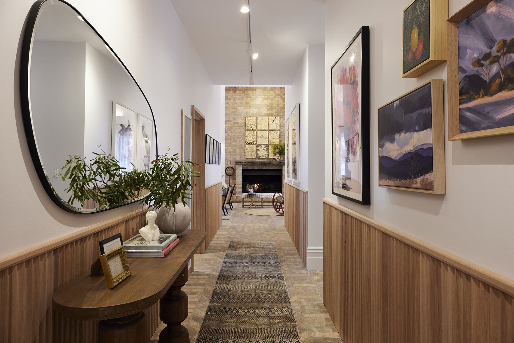 Scott Cam's Block art gallery hallway and papered powder room - The ...