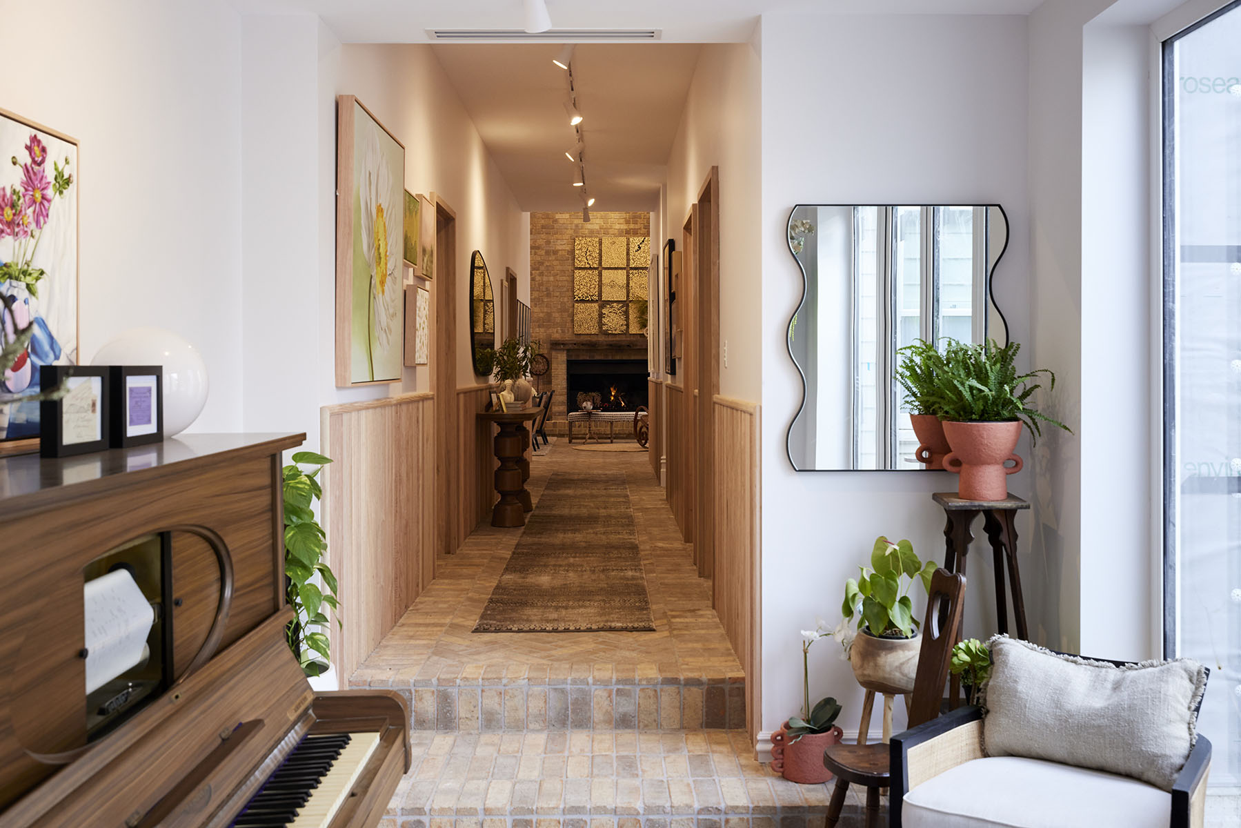Scott Cam's Block art gallery hallway and papered powder room - The ...