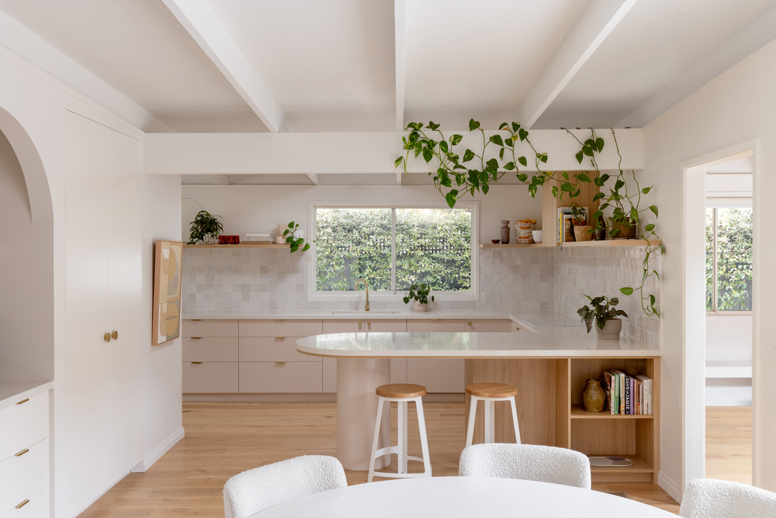 Seventies home given sympathetic nude pink kitchen & laundry reno - The ...
