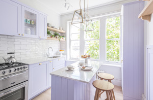 Lilac kitchen stars in luxury London apartment reno - The Interiors Addict