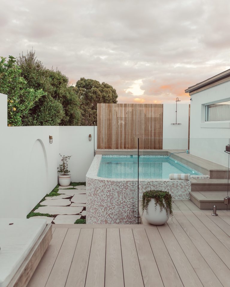 A pretty pink plunge pool renovation in Melbourne - The Interiors Addict