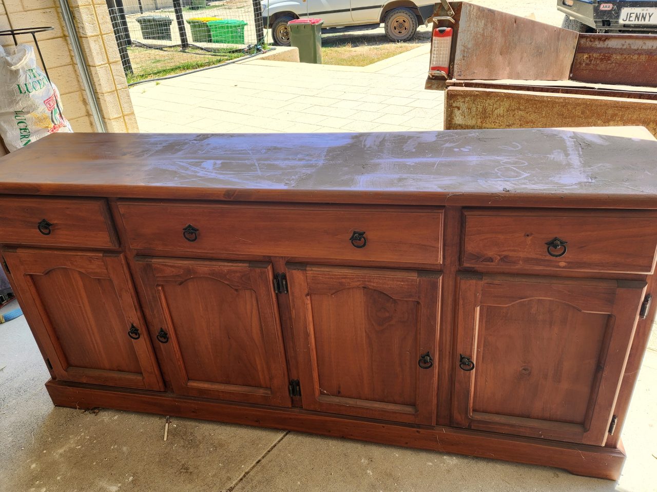 An upcycled buffet using Target placemats in the doors! - The Interiors ...