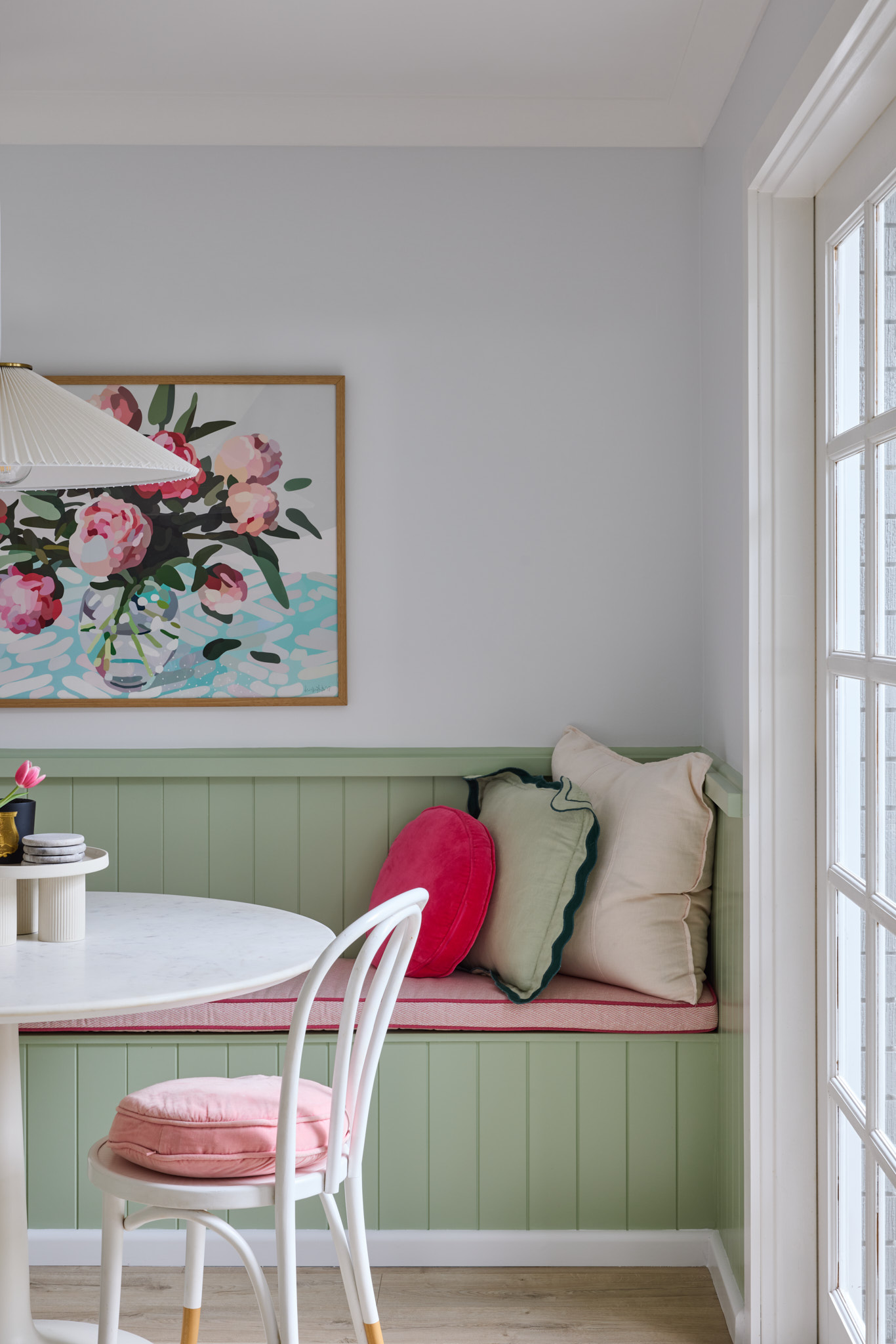 Showing off my new bench seat dining nook