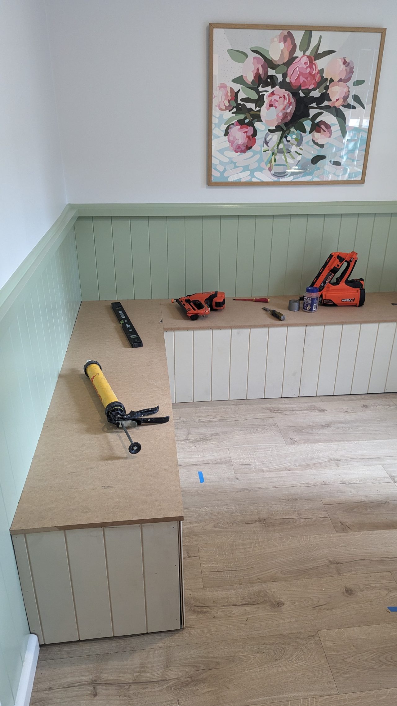 Showing off my new bench seat dining nook